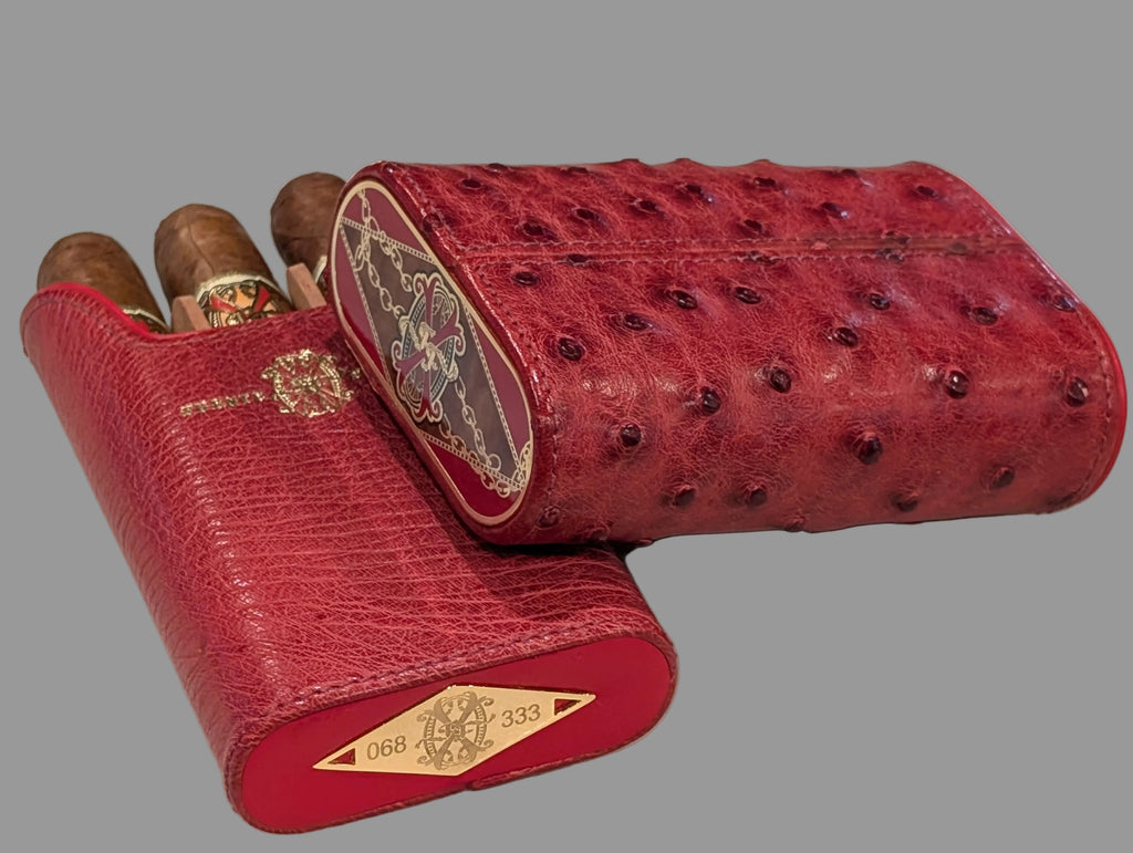 Les Chaines De L'amour Red Ostrich Cigar Case